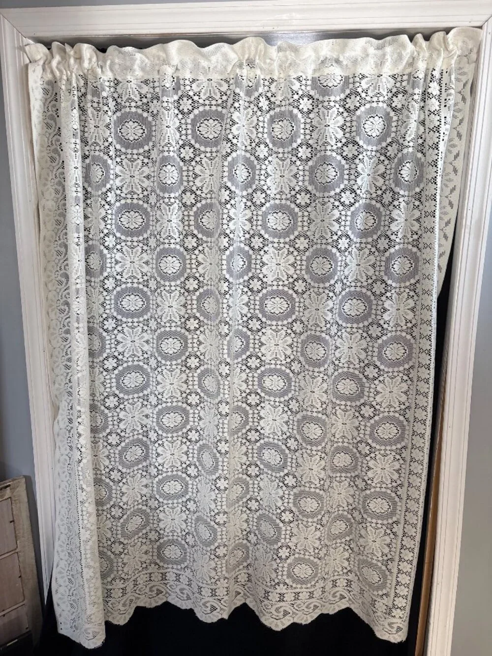 unbranded | Accents | Cream Lace Curtain Panel 6 W X 86 L Floral ...